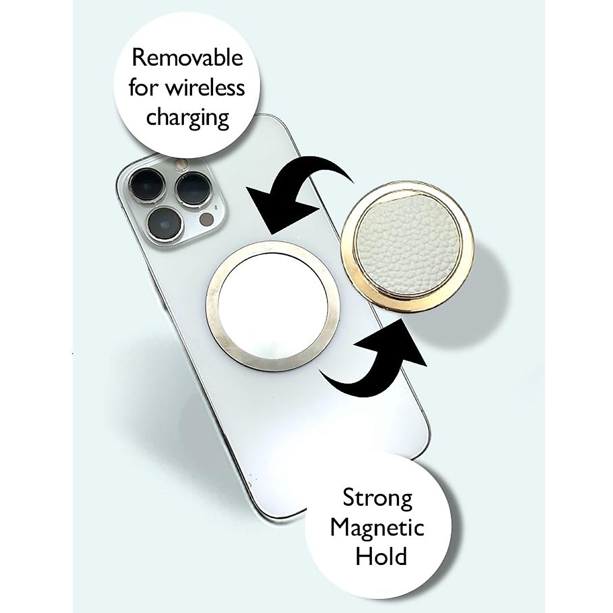 HANDL O MagSafe Black Sparkl Removable Phone Grip & Stand for Smartphone – for Magnetic Charging