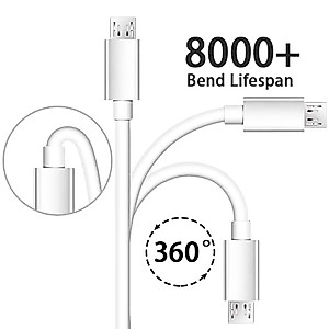 MATEIN Micro USB Cable, 10 FT 3 Pack Extra Long Sturdy Android Charger Cable, Fast Charging Cable Cord Fit for PS4 Controller, Android, Samsung Galaxy S7 J3 J7, Xbox, White