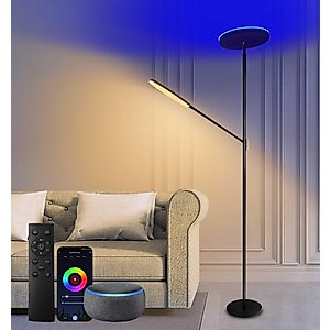 KS KINGSTAR Corner Floor Lamp & Reading lamp RGB Color Changing Dimmable Tall Lamps Modern LED Lights with Smart APP & Remote Control for Bedroom, Living Room, Gaming Room Office