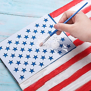 Whaline 7 Pieces American Flag 50 Stars Stencil Template for Painting on Wood, Fabric, Paper, Airbrush, Walls Art, 2 Large, 2 Medium and 3 Small for Flag Day, Independence Day