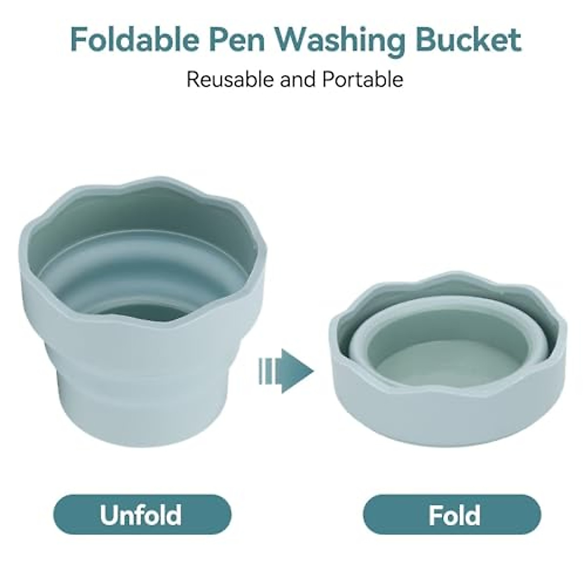 Portable Collapsible Paint Brush Washer, Silicone Washing Bucket Brush Holder Cleaner Painting Water Cup for Watercolor Acrylic Oil Painting(Blue)