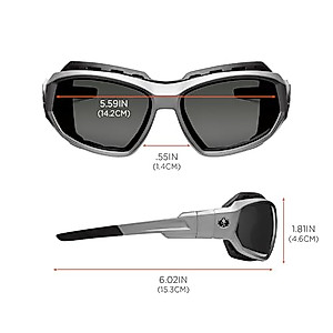 Ergodyne Skullerz Loki Convertible Polarized Safety Sunglasses, Smoke Lens-Includes Gasket and Strap to Convert to Goggle, Polarized Smoke Lens, Black Frame