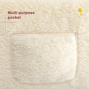 ALIMORDEN 2-in-1 Flip Out Extra Wide Cuddly Sherpa Toddler Couch, Convertible Sofa to Lounger, Cream