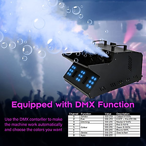 TC-Home 3 IN 1 Stage Fog Bubble Machine with 18 RGB LED light DMX Stage Lighting Fogger Effect w/ 2 Bubble Fans