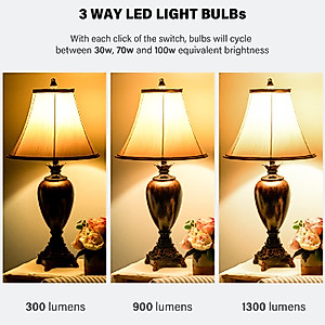 Maelsrlg 3-Way Light Bulbs, 30 70 100 Watt Equivalent, Soft White 2700K, A19 Three Way LED Bulbs, 3W/8W/10W, E26 Medium Base, Pack of 4