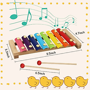 LOOIKOOS Xylophone for Kids Wood Xylophone with 2 Mallets Educational& Preschool Learning Baby Percussion Wooden Musical Instruments Toys for Boys and Girls