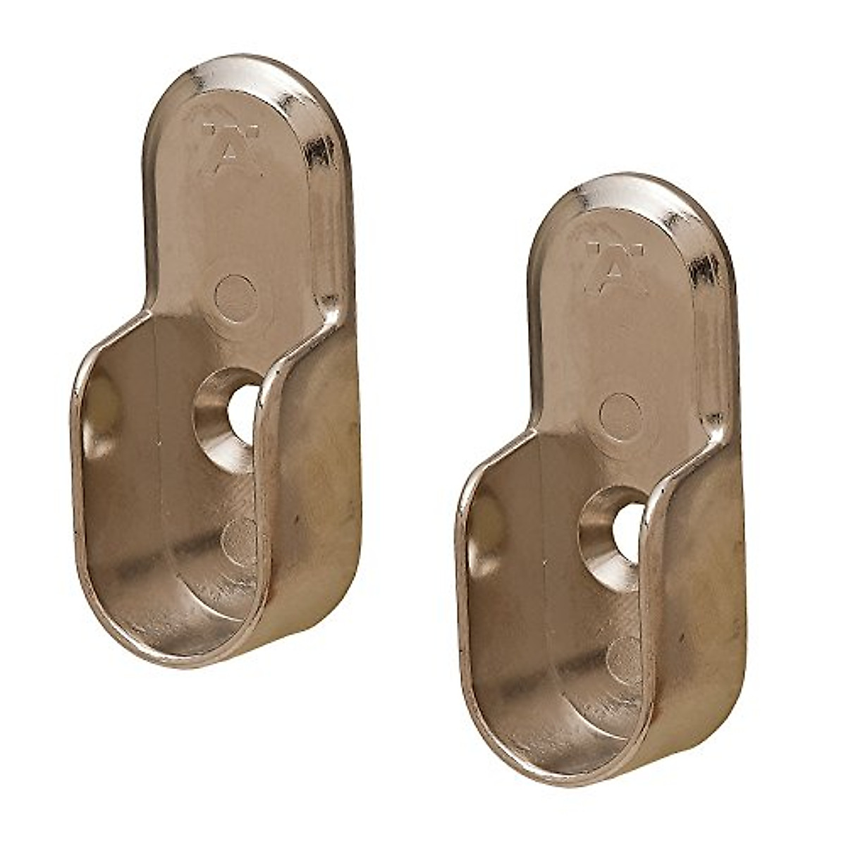 Pair Nickel-Plated Wardrobe Tube Support with Dowels, for Insertion into 32 mm System Holes