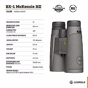 Leupold BX-1 McKenzie HD Binoculars, 12x50mm (181175)