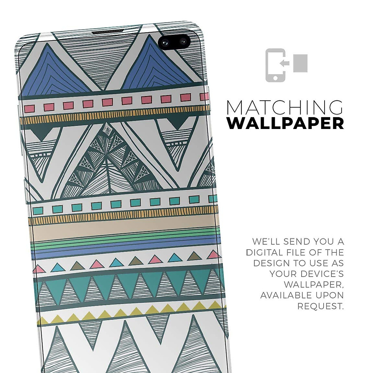 DesignSkinz Abstract Blue and Green Triangle Aztec Protective Vinyl Decal Wrap Skin Cover Compatible with The Samsung Galaxy S20 (Screen Trim & Back Glass Skin)