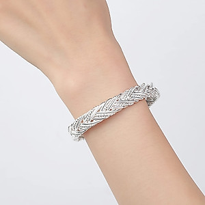 haiiah 99.99% Sterling Silver Bracelet(1.40+oz), Open Cuff Unisex Bracelet,Fashionable and Twisted Style Bangle Bracelets