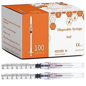 1ml Luer Lock Tool Syringe with 27G Needle - Diameter 0.4mm/0.015Inch-Long 13mm/0.5Inch (100)