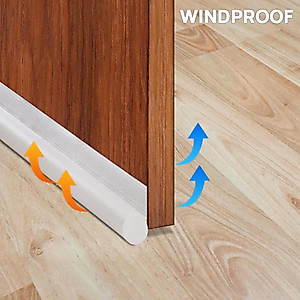 KAKULO 3 Pack Door Draft Stopper - 37" Adjustable Under Door Draft Blocker to Reduce Cold Air, Soundproof for Interior/Exterior Bottom of Doors (White)