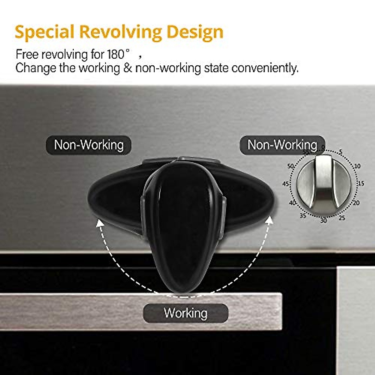 EUDEMON 1 PackChildproof Oven Door Lock, Oven Front Lock Easy to Install and Use Durable and Heat-Resistant Material no Tools Need or Drill (Black)