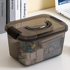 YYXB Black Latch Box/Bins with Handle and Lid, 8-Pack Plastic Clear Stackable Latching Box for Storage, Multi-Purpose, 5L/5.5 Quart