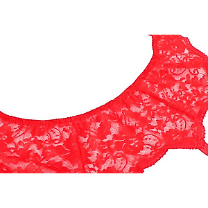 Lace Garter Belt/Suspender Belt with Six Straps Metal Clip for Women's Stockings/Lingerie (Garter Belt Sold Only) (Large, Red_lace)