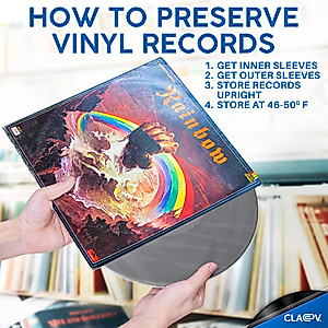 Claev 50 Inner Record Sleeves for 33 LP Vinyl Records (12 inch, U-Shape, Translucent), No Bunching Anti Static Protective Covers for Album Storage