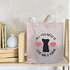 BDPWSS Yorkie Tote Bags For Women Dog Mom Gift Yorkie Terrier Gift All You Need Is Love And a Yorkie Handbags (Need love & Yorkie TG)
