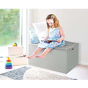 Lift Top Bench Seat Wooden Toy Box with Safety Hinge