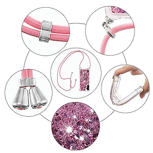 Ephoou Glitter Case for Samsung Galaxy A14 with Adjustable Lanyard Neck Strap, Sparkle Transparent Quicksand Waterfall Soft TPU Liquid Cover for Samsung Galaxy A14 4G/ 5G LSGS-Rose Gold