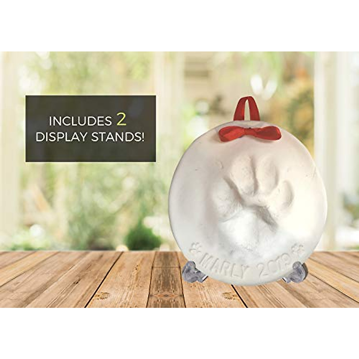 Ultimate Pawprint Keepsake Kit (Makes 2) - Paw Print Christmas Ornament w/ Bonus Personalization Tool & Display Stands! For Dogs, Cats & Pets. Non-toxic. Clay Air-Dries Soft, Light & Uncrackable.