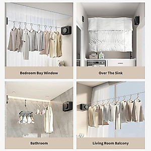 Retractable Clothesline Indoor Wall Mounted Clothes Drying Line Stainless Steel Extendable Laundry Line for Indoor Bathroom Balcony 4.2m One-Line