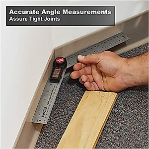 Calculated Industries 7455 AccuMASTER Digital Protractor Angle Finder Ruler for Crown, Trim, Woodworking | 7 Inch Stainless Steel Blade | Hold and Zero Function | Includes Battery, Protective Case