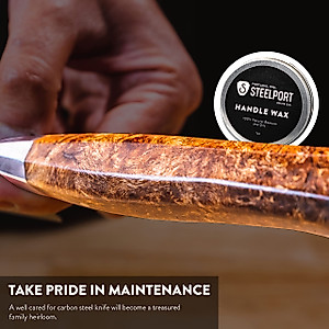 STEELPORT Carbon Steel Chef Knife Care Kit | Camellia Blade Oil & Handle Wax | Protect and Maintain the Luster of Carbon Steel Blades and Wood Handles | Food Safe for Culinary Kitchen Knives