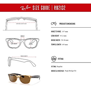 Ray-Ban RB2132 NEW WAYFARER Square Sunglasses for Men for Women + BUNDLE with Designer iWear Eyewear Kit (Honey/B-15 Brown Polarized)