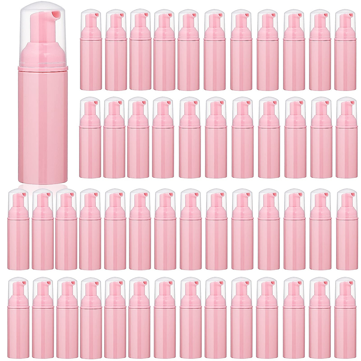 35 pcs 2oz (60ml) Foam Soap Dispensers Mini Plastic Refillable Travel Bottles with Pump for Hand Sanitizer Lash Shampoo Castile Liquid Pink