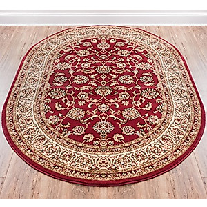 Well Woven Barclay Sarouk Red Traditional Area Rug 5'3" X 6'10" Oval