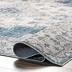 nuLOOM Dania Machine Washable Medallion Accent Rug, 2x3, Navy