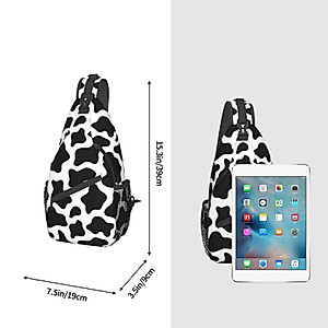 Cow Chest Sling Bag Seamless Pattern Black White Cow Print Crossbody Shoulder Backpack Adjustable Chest Rucksack Lightweight Travel Hiking Casual Daypack for Men Women Outdoors Biking Camping Shopping