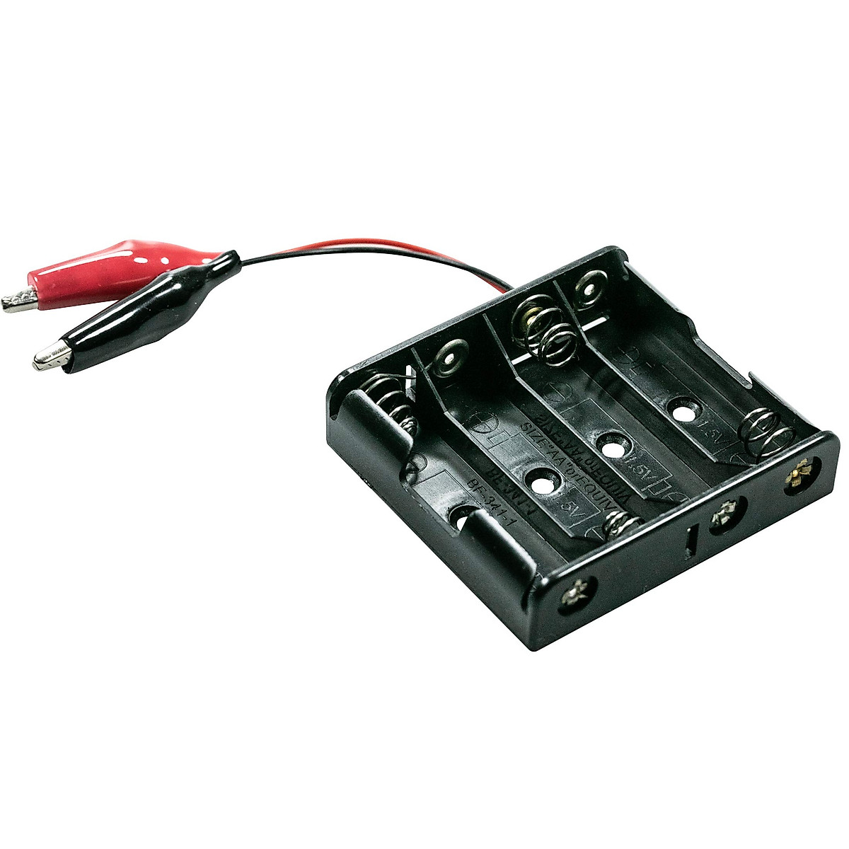 risingsaplings 4 Slots 4X 1x4 1.5V Total: 6V AA Battery Holder Box with Alligator Clip Easy to use (Pack of 2)