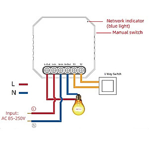 MHCOZY Mini 1 Gang WIFI Light Switch Breaker Module,Smart Life/Tuya App and Bluetooth Wireless Remote Control, Compatible with Alexa Echo and Google Home,1/2 Way 16A
