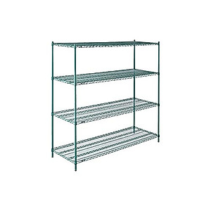 Nexel Poly-Green Adjustable Wire Shelving Unit, 4 Tier, Heavy Duty Commerical Storage Organizer Wire Rack, 24" x 72" x 74", Green