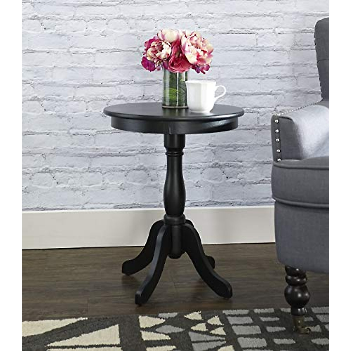 Powell Furniture Round Table, Black, 18"L x 18"W x 22"H