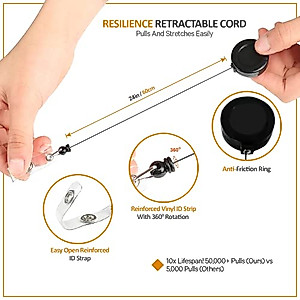 N1U 10 Pack Badge Reels Retractable with Swivel Alligator Clip - Retractable Badge Clips for Work - Retractable Badge Holders with Clip for Nurses - Durable Retractable ID Badge Clips in Bulk - N1U