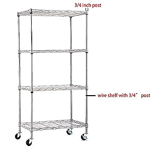 Caster Wheels,Casters,Wire Shelving Wheels Replacement Wire Shelf Casters,Storage Metal Shelf Casters for Shelf to Replace Metal Shelving  Leveling Feet -Fit Wire Shelf with 0.75"(19.1mm)Diameter Tube