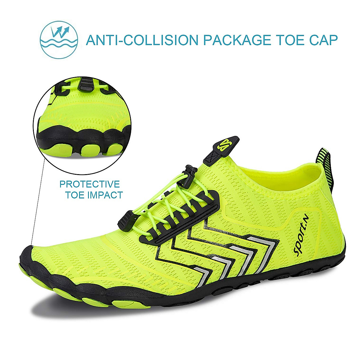 WateLves Water Shoes for Men Women Barefoot Quick-Dry Aqua Sock Outdoor Athletic Sport Shoes Kayaking Boating Hiking Surfing Walking (L-YG. Green, 45)