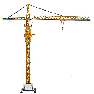 KAIKEA 1/50 Scale Metal Diecast Tower Crane Metal Construction Vehicles Model Toy, Cab 360 ° Rotated, for Kids and Adults