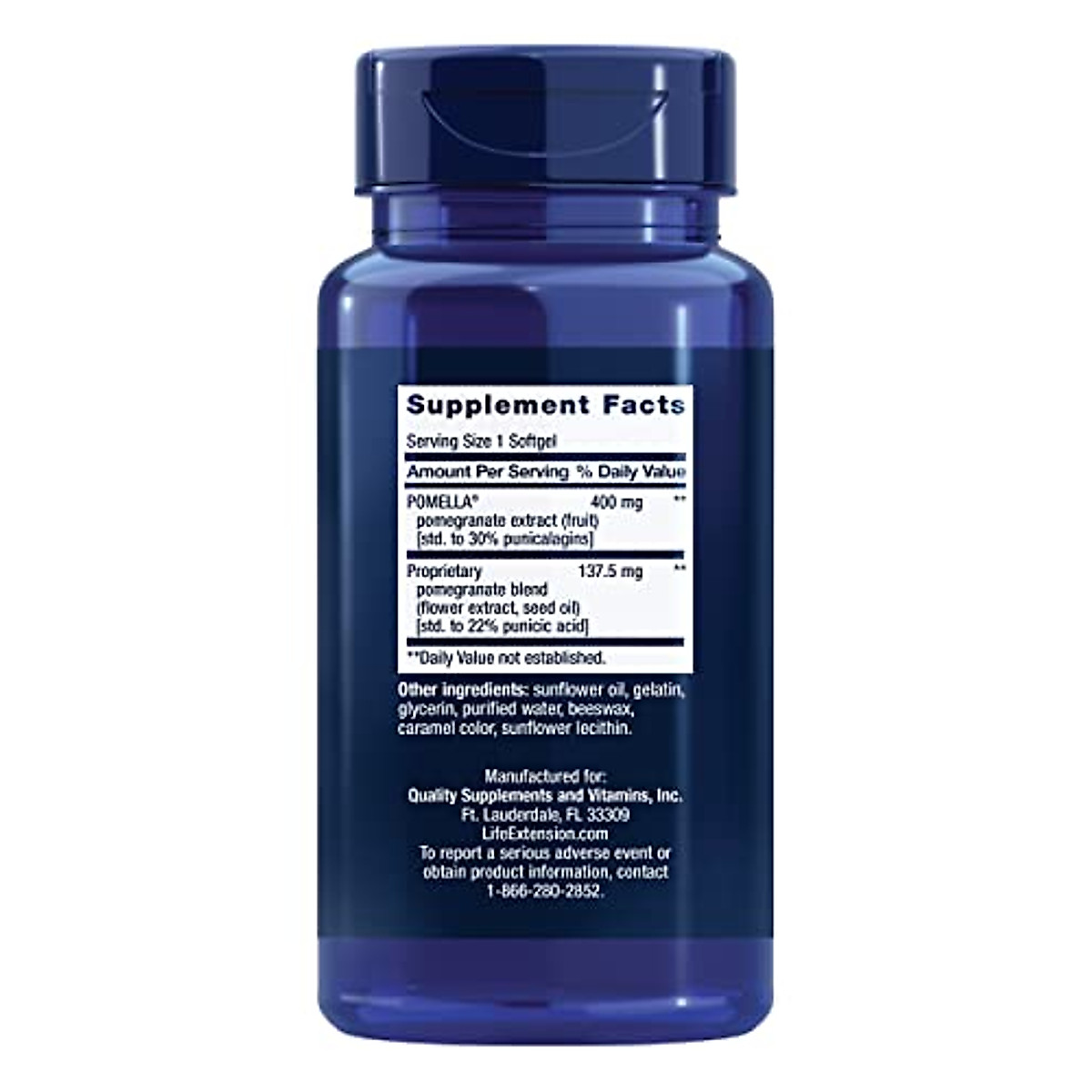 Life Extension Pomegranate Complete - Superfood Health Pomegranate Extract Supplement for Antioxidant Protection - Rich in Polyphenols, Fruit, Flower, Seed Extracts - Gluten-Free - 30 Softgels