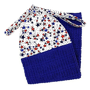Fourth 4th of July Patriotic Americana Red White and Blue Ties On Stays Put Kitchen Hanging Loop Hand Dish Towel