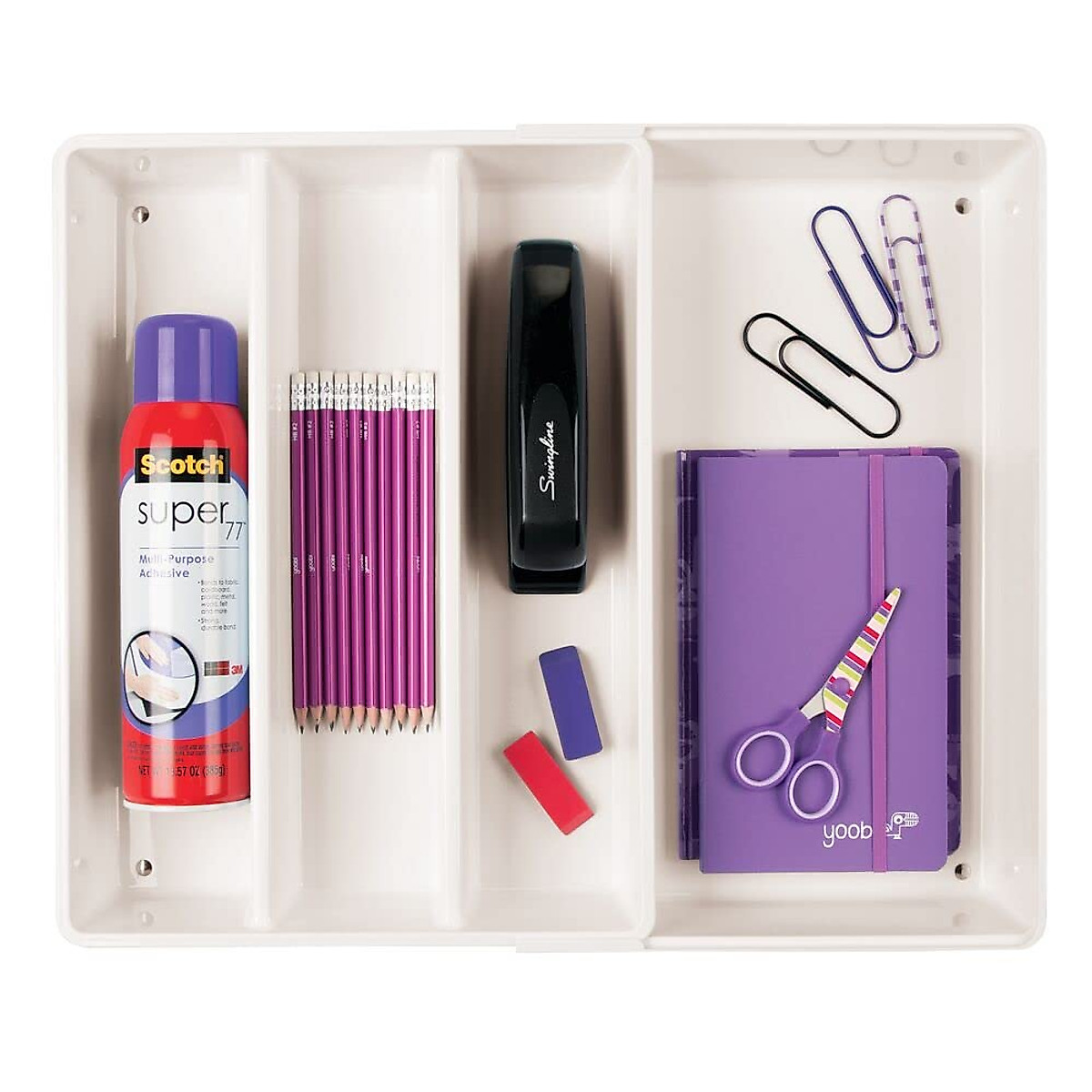 mDesign Adjustable, Expandable 4 Compartment Kitchen Cabinet Drawer Organizer - Divided Sections for Cutlery, Serving Spoons, Cooking Utensils, Gadgets - BPA Free, Food Safe - 2 Pack - Cream/Beige