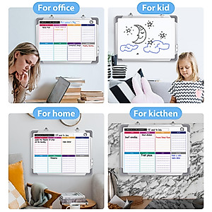 Small Weekly Dry Erase Board for Wall, ARCOBIS 12" x 16" Magnetic Calendar Whiteboard, Hanging Double-Sided White Board for Planning, Memo, to Do List, Drawing, School, Home, Office