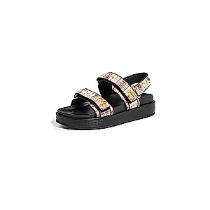 Tory Burch Women's Kira Two Band Sport Sandals, Pink/Perfect Black, 8 Medium US