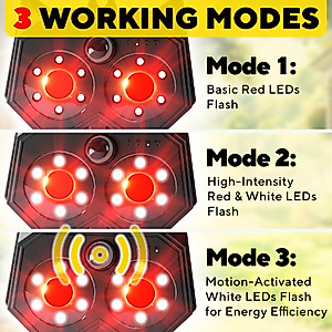 Upgraded Animal Deterrent 2 Pack - Solar Powered Design w/Motion Activated Predator Eyes - Effective Repellent Device for Coyote, Deer, Fox, Raccoon - Predator Lights for Chicken Coop, Farm, Yard