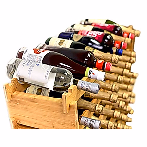 DECOMIL 72 Bottle Stackable Modular Wine Rack Wine Storage Rack Solid Bamboo Wine Holder Display Shelves, Wobble-Free (Eight-Tier, 72 Bottle Capacity)