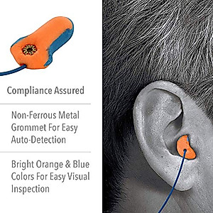 Howard Leight by Honeywell LT-30 Hundred-Pair 32NRR Laser Trak Corded Single-Use Earplugs - Orange/Blue