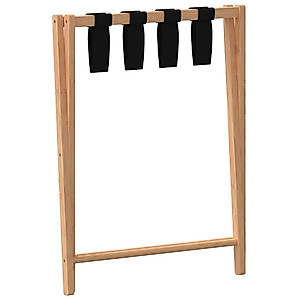 vidaXL 27"x15"x22.8" Foldable Luggage Rack -Natural Bamboo Suitcase Stand with Waterbase Finish, Ample Storage, and High Load Capacity
