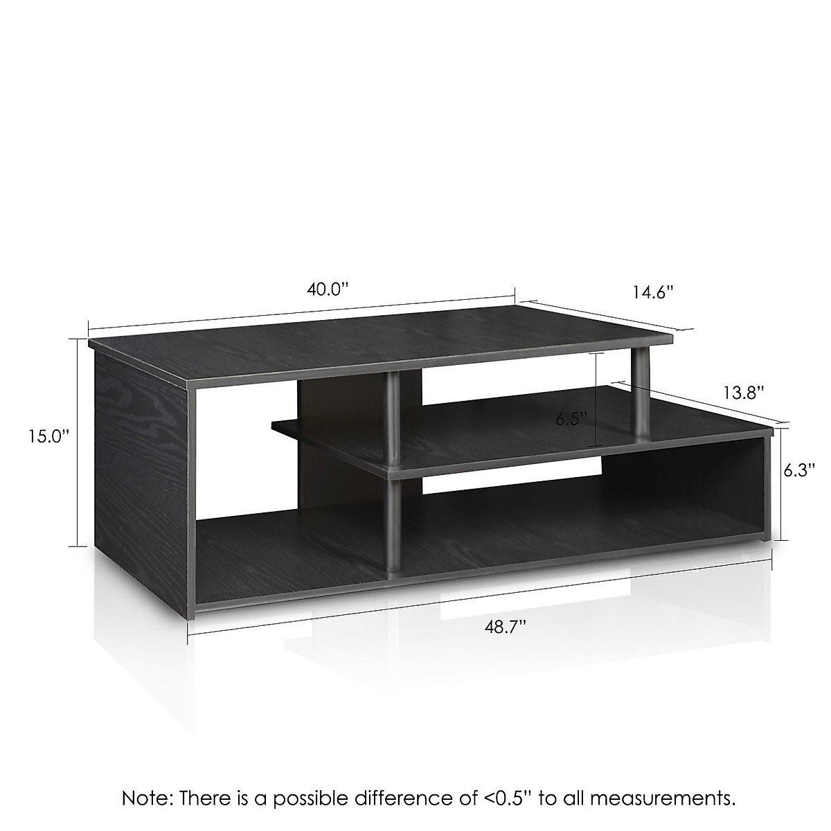 Furinno Econ Low Rise TV Stand, Black/Black
